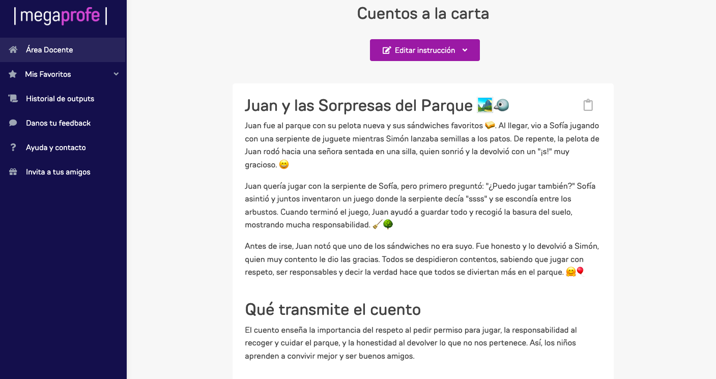 El Mejor Generador de Cuentos con IA - Megaprofe